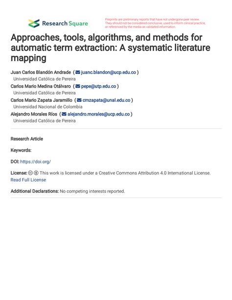(PDF) Approaches, tools, algorithms, and methods for automatic term extraction: A systematic ...