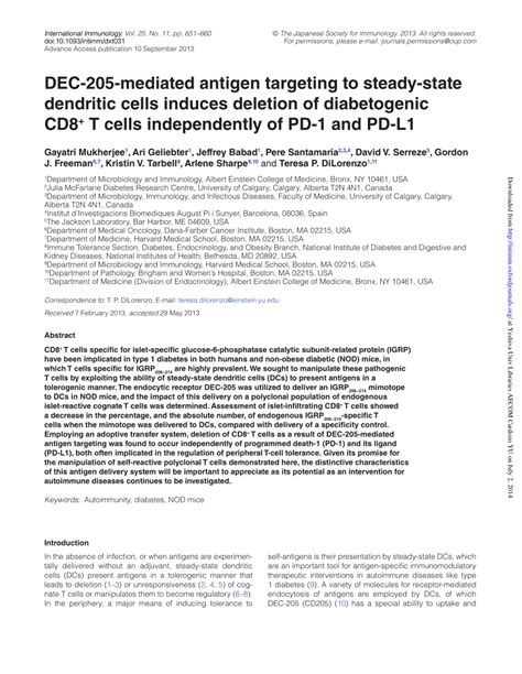 Pdf Dec 205 Mediated Antigen Targeting To Steady State Dendritic
