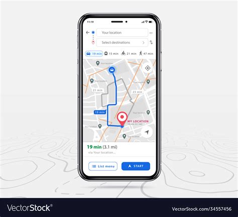 Mobile Map Gps App Design Smartphone Apps Vector Image
