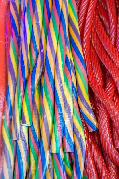 Premium Photo Long Sweet Coloured Candies