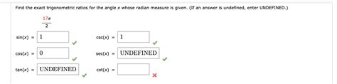 Solved Find The Exact Trigonometric Ratios For The Angle X Chegg Com