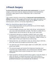 JPOUCH Docx J Pouch Surgery A Proctocolectomy With Ileal Pouch Anal Anastomosis Or J Pouch