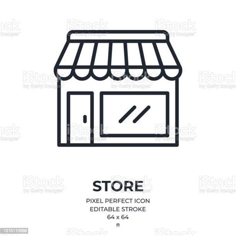 흰색 배경 평면 벡터 그림에 격리된 편집 가능한 스트로크 윤곽선 아이콘을 저장합니다 픽셀 완벽 64 X 64 상점에 대한 스톡 벡터 아트 및 기타 이미지 Istock