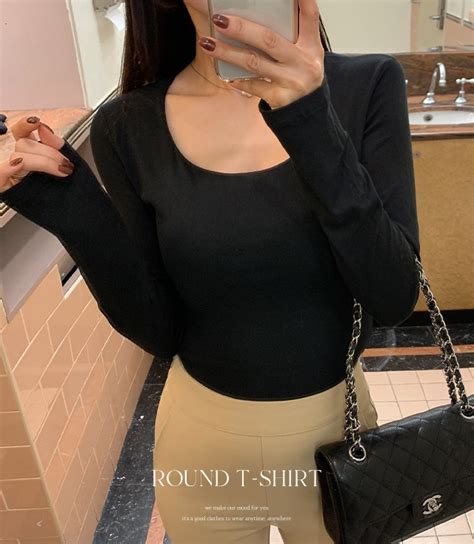 삐뽕언니 가을신상🍂부드러운모달 라잉 유넥 긴팔티셔츠6color 베이직 기본티 이너 레이어드 세미크롭