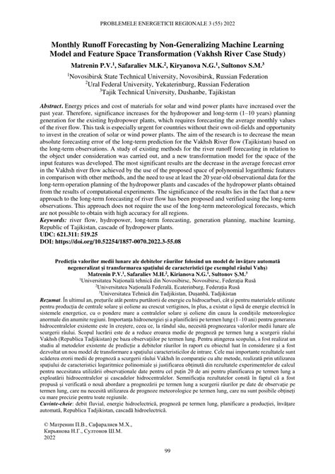 pdf monthly runoff forecasting by non generalizing machine learning