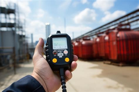 Handheld Gas Detection Monitor In Industrial Scene Premium Ai