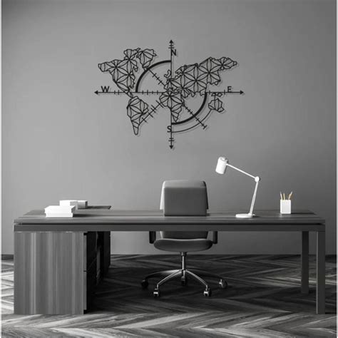 Ivy Bronx World Map Compass Continent Wall Décor Wayfairie