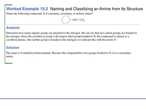 Ppt Worked Example 151 Drawing And Classifying Amines From Their