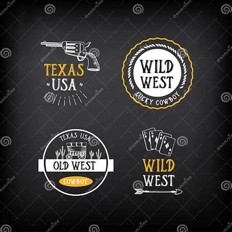 Wild West Badges Design Vintage Western Elementsvector With Gr Stock