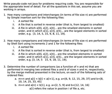 Solved Write Pseudo Code Not Java For Problems Requiring