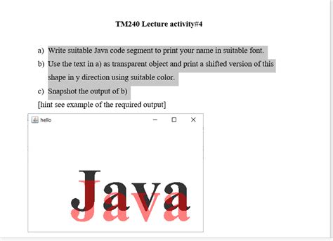 Solved A Write Suitable Java Code Segment To Print Your Chegg Com