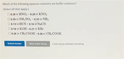 Solved Which Of The Following Aqueous Solutions Are Buffer Chegg