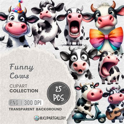 Funny Cute Cow Png Clipart Bundle Farm Cow Clipart Watercolor Cows Funny Cow Png Funny Cow