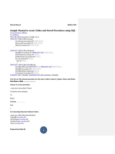 Sample Sql Manual Pdf Sql Databases