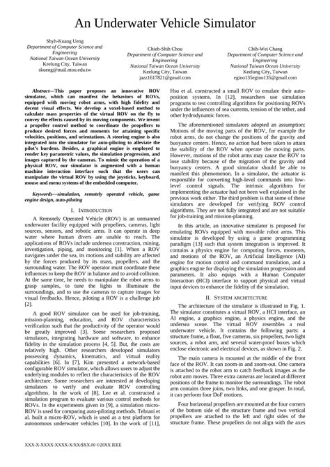 Pdf An Underwater Vehicle Simulator