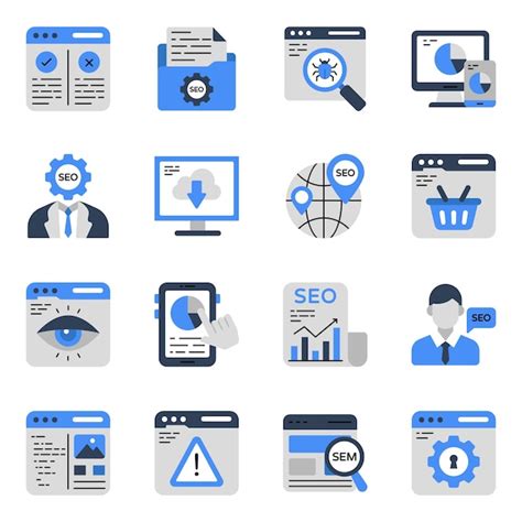 premium vector pack of seo and data flat icons