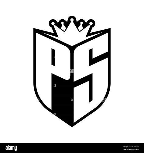 Ps Letter Bold Monogram With Shield Shape And Sharp Crown Inside Shield
