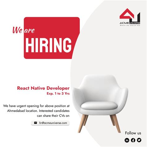 Acmeuniverse On Linkedin Jobopportunity Reactnative