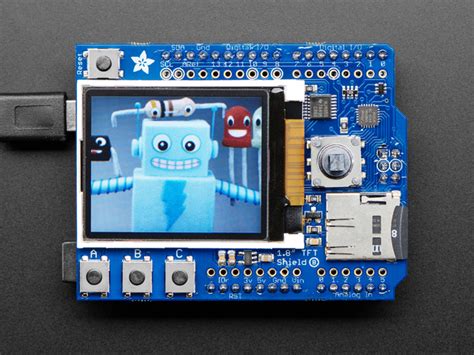 Adafruit 18 Color Tft Shield Wmicrosd And Joystick V 2 Id 802
