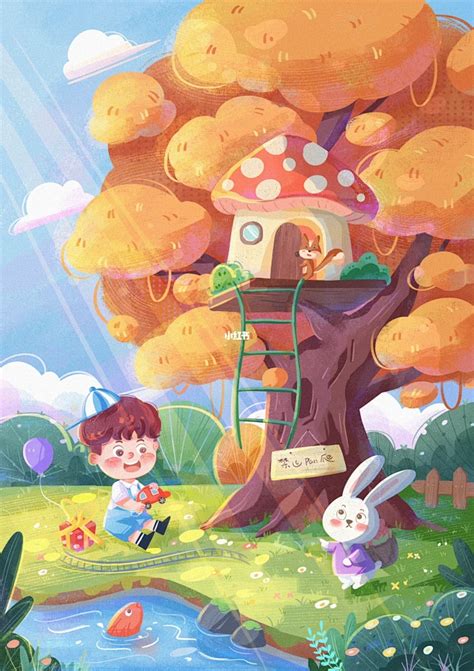 儿童插画｜大场景小结 花瓣网