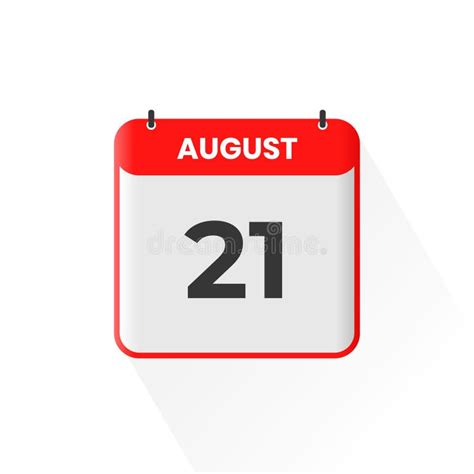 21st August Calendar Icon August 21 Calendar Date Month Icon Vector