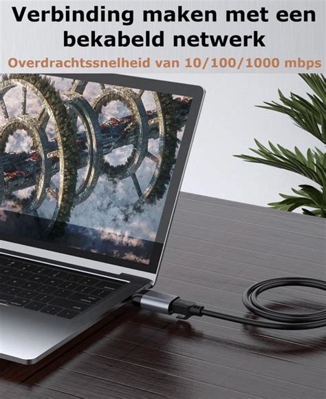 USB C Naar Ethernet Adapter Gigabit LAN Netwerk USB Naar RJ45 Bol