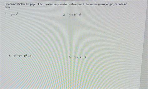 Solved Determine Whether The Graph Of The Equation Is Chegg Com