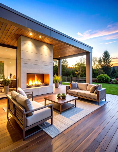Covered Deck With Gas Fireplace Weatherproof Outdoor Luxury