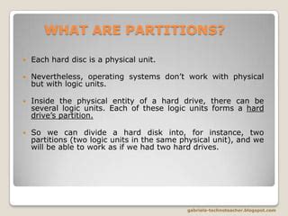 Hard Drive Partitions PPSX Operating Systems Computer Software And Applications