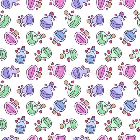 Love Potion Seamless Pattern Stock Illustration Illustration Of