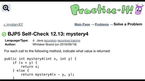 Java Practice It Self Check 1213 Mystery4 Recursion Recursive Training Youtube