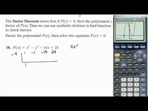 Synthetic division, graph polynomial by finding intercepts, factor theorem - YouTube
