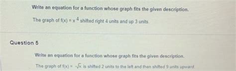 solved write an equation for a function whose graph fits the