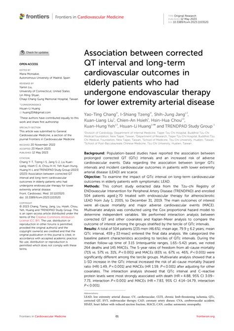 Pdf Association Between Corrected Qt Interval And Long Term
