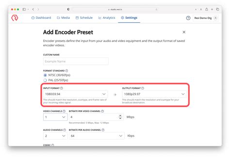 create a new encoder preset