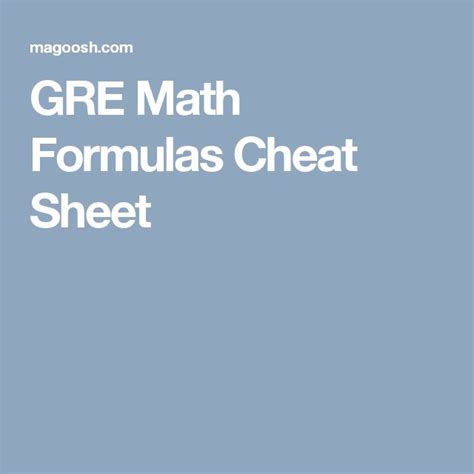 Gre Math Formulas Cheat Sheet Gre Math Math Formulas Gre Exam