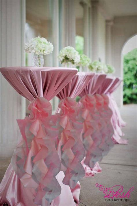 Wedding Highboy Table Decorations Bands Ties Bows Organza Ruffle