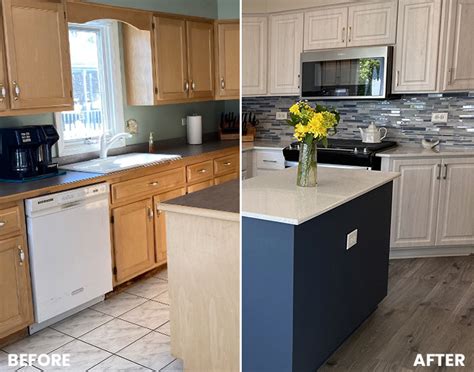 Oak Kitchen Cabinets Refacing Before And After Cabinet Replacement Vs