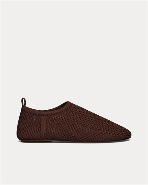Nanushka Maris Mesh Knit Round Toe Java Slip Ons Sneak In Peace