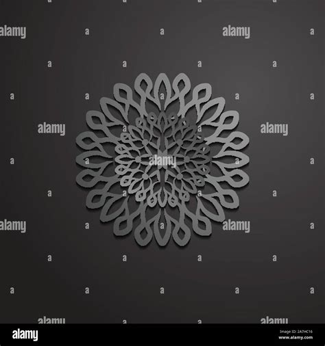 Vector Illustration Mandala Grey Floral Pattern Oriental Silhouette