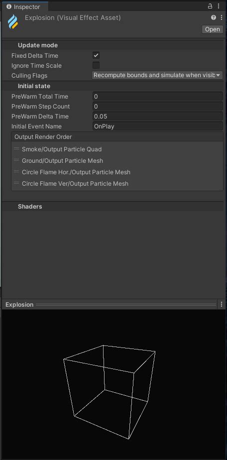 VFX Invisible Until Opened In The Inspector Unity Engine Unity Discussions