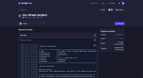 Deployment History And Logs Strapi 5 Documentation