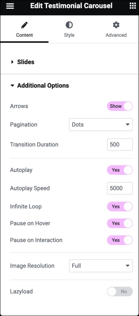 Testimonial Carousel Widget Elementor