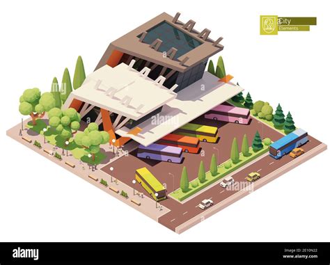 Vector Isometric Bus Terminal Or Station Stock Vector Image And Art Alamy