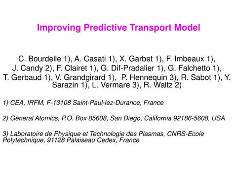 Ppt Improving Predictive Transport Model Powerpoint Presentation