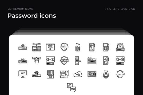 Password Icons Outline Icons ~ Creative Market