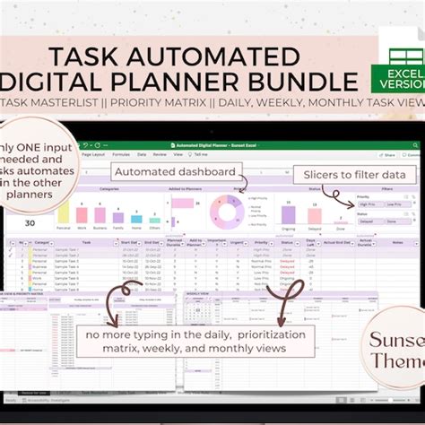 Weekly Planner Excel Template Daily Task Schedule To Do Etsy