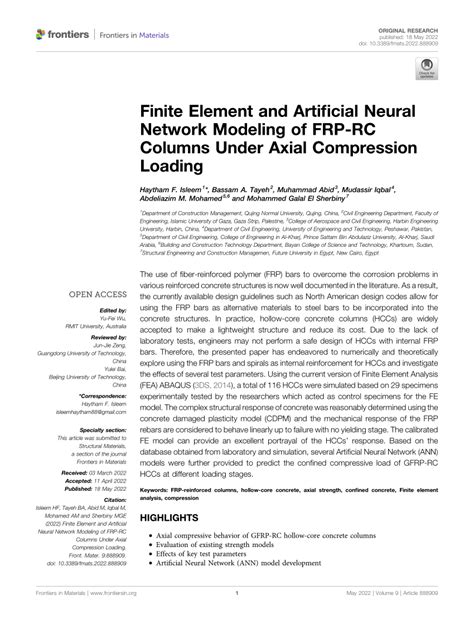 Pdf Finite Element Fe And Artificial Neural Network Ann Modeling