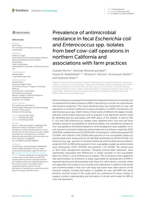 Pdf Prevalence Of Antimicrobial Resistance In Fecal Escherichia Coli
