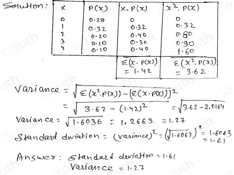 Solved Checking Your Understanding A Complete The Table Below By Finding The Variance And